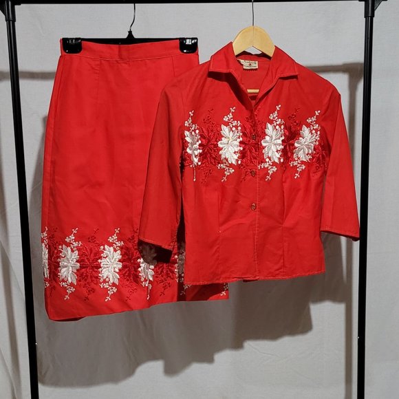 Jainard | Skirts | Jainard Skirt Suit Vintage 95s Custom Red And White ...